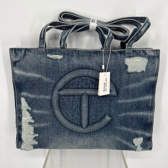 Telfar | Bags | Telfar Large Denim Shopping Tote Bag Crossbody ...